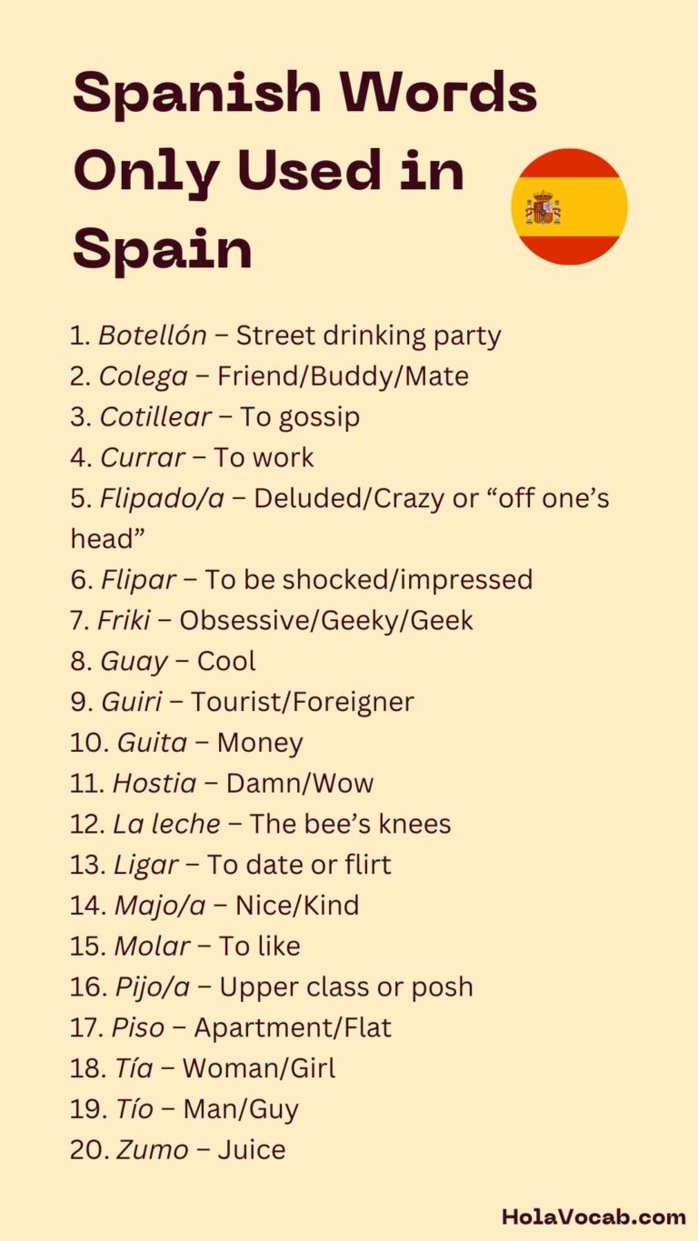 20 Spanish Words Only Used in Spain – Hola Vocab – Spanish Word of the Day