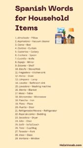 29 Spanish Words for Household Items – Hola Vocab – Spanish Word of the Day